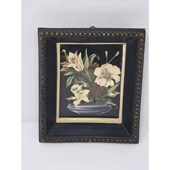 Art | Vintage Art Deco Turner Airbrushed Floral Print Shadow Box Frame ...